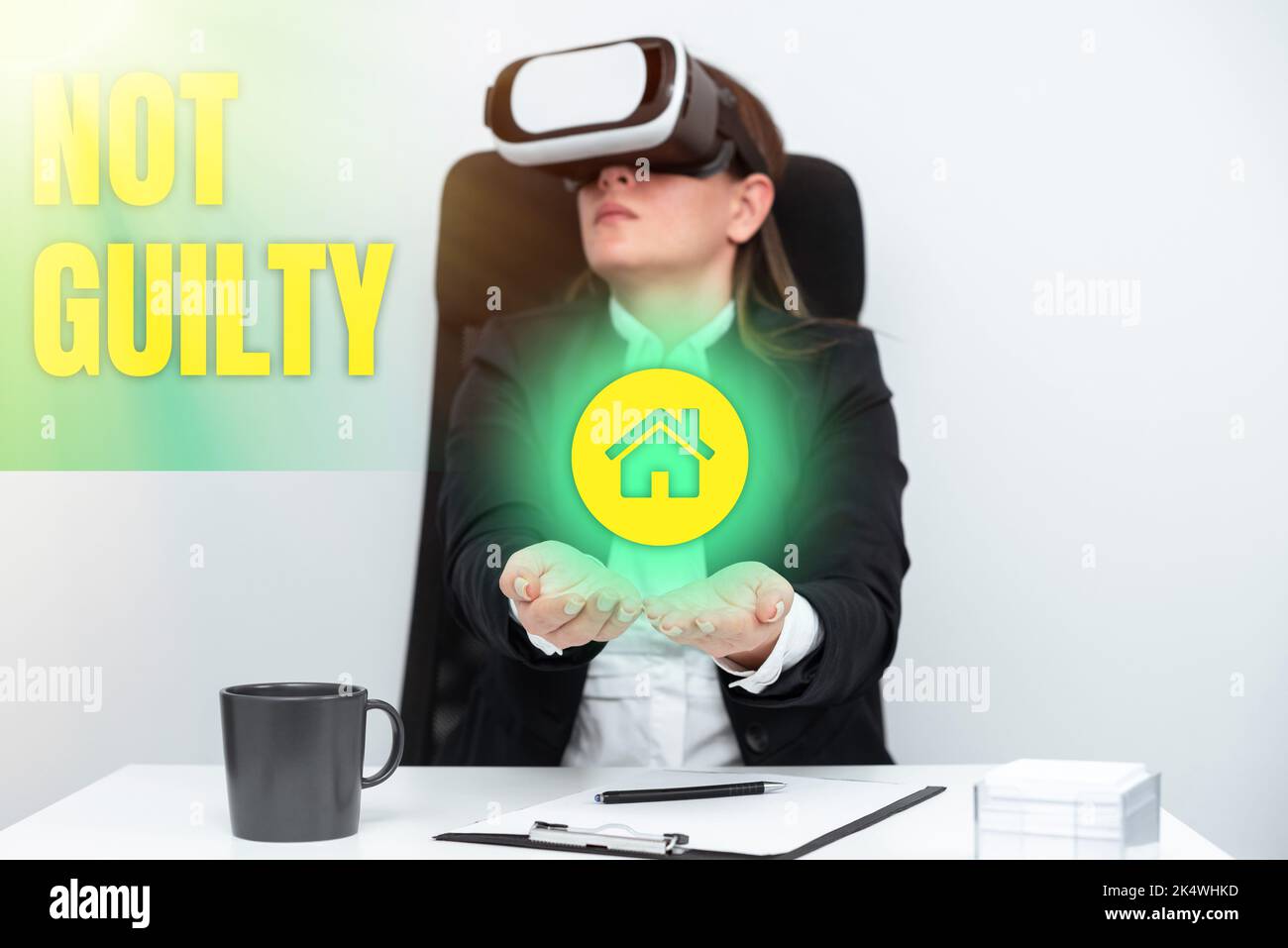 Text caption presenting Not Guilty. Word Written on someone is innocent ...