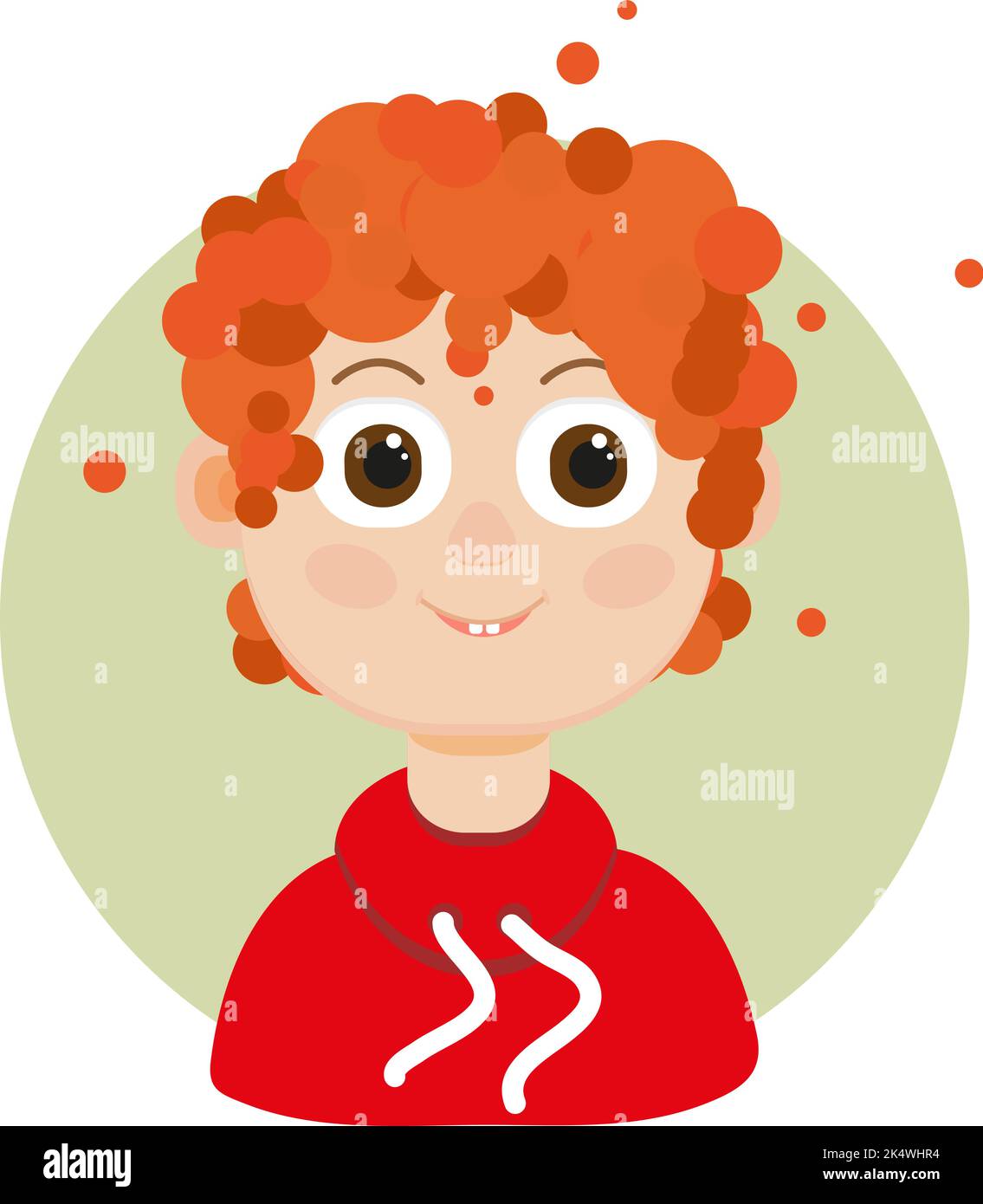 Boy with orange hair and red hoodie, illustration, vector on a white ...