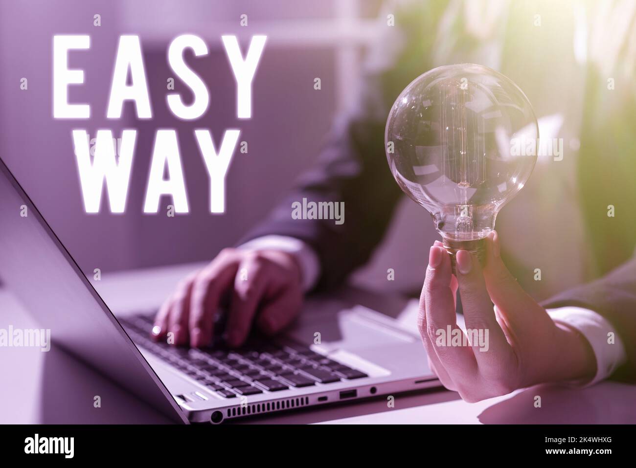 Sign displaying Easy Way. Business concept making hard decision between ...