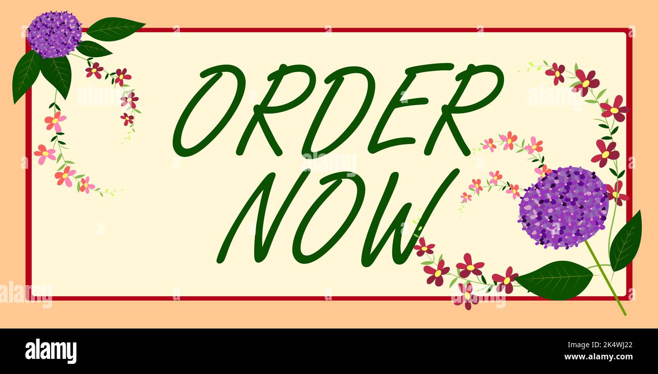 Text sign showing Order Now. Conceptual photo service restaurants or ...