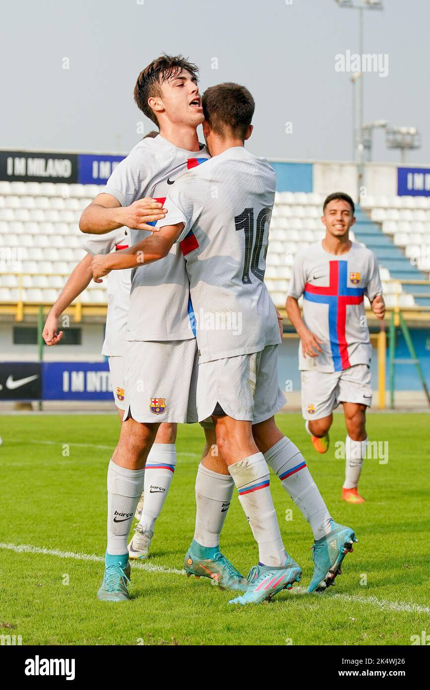Milan, Italy. 04th Oct, 2022. Victor Barbera of FC Barcelona celebrates ...