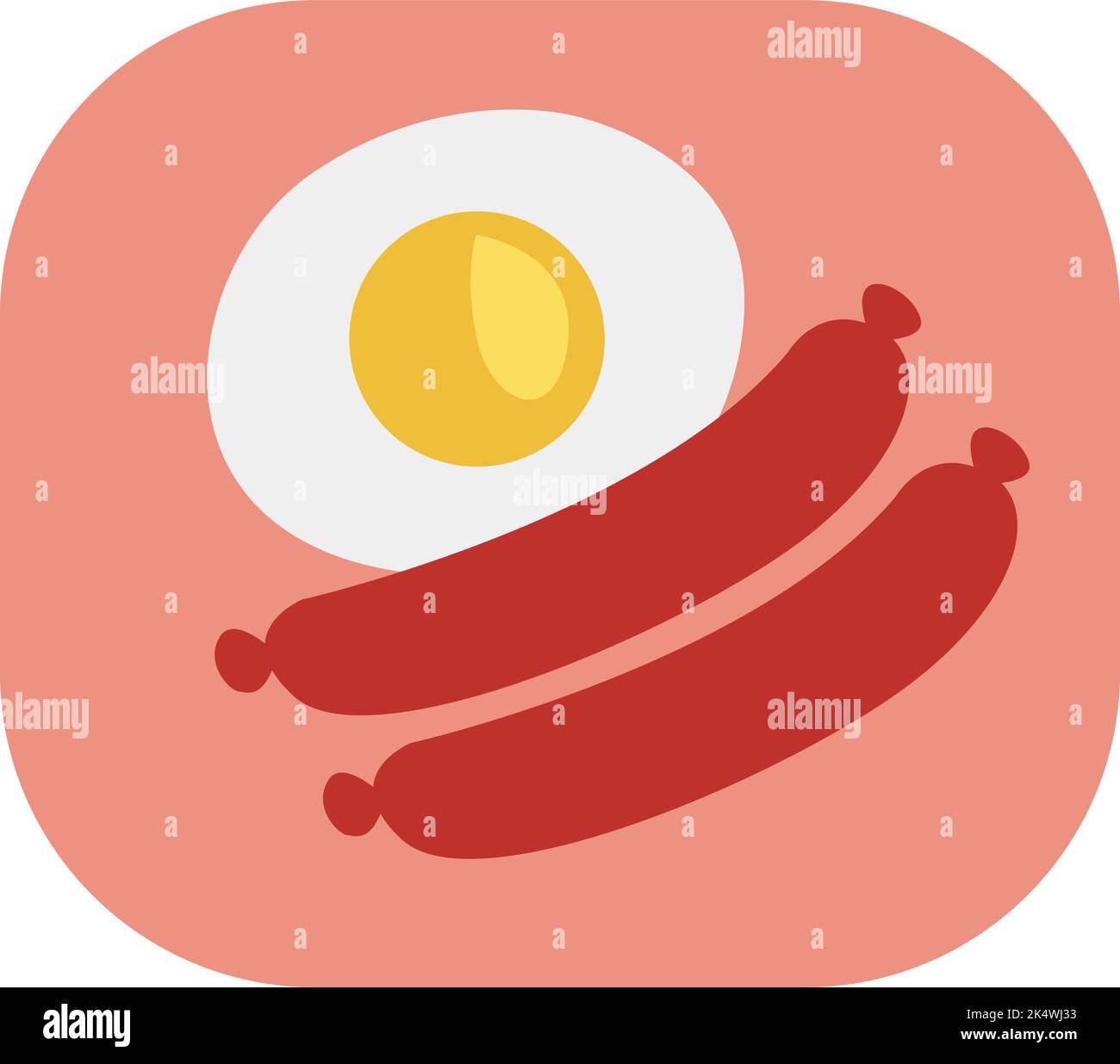 Breakfast boiled egg and sausages, illustration, vector on a white ...