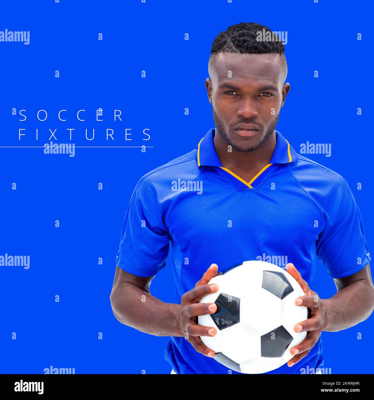 Composition of soccer fixtures text over african american male football ...