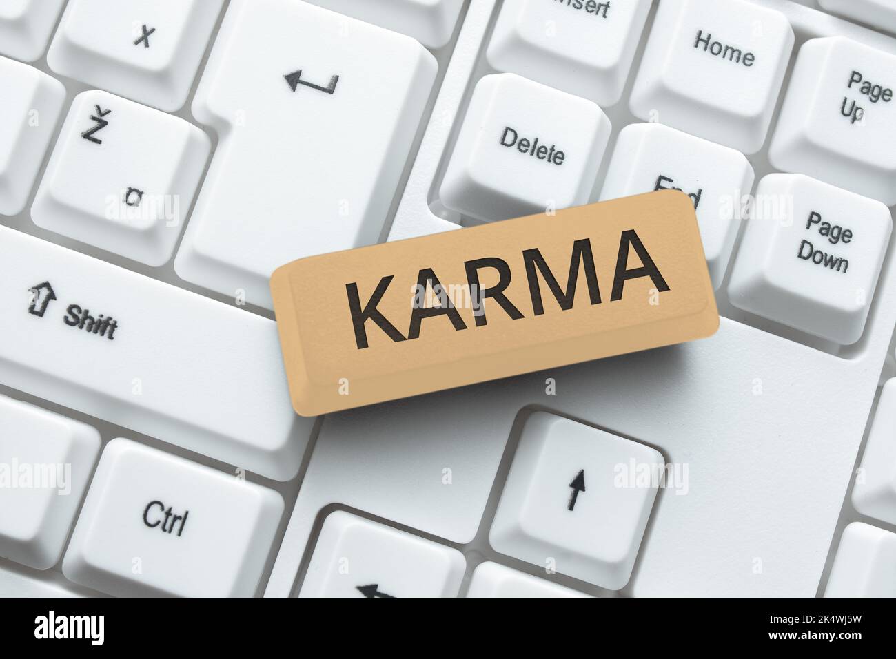 Hand writing sign Karma. Conceptual photo sum of a person actions in ...