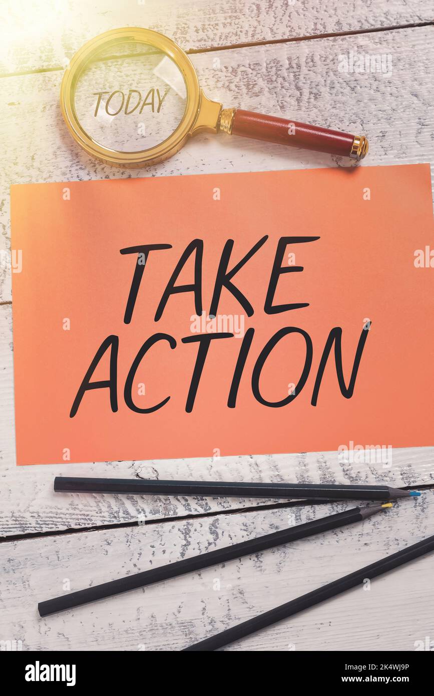 Inspiration showing sign Take Action. Internet Concept positive act of ...