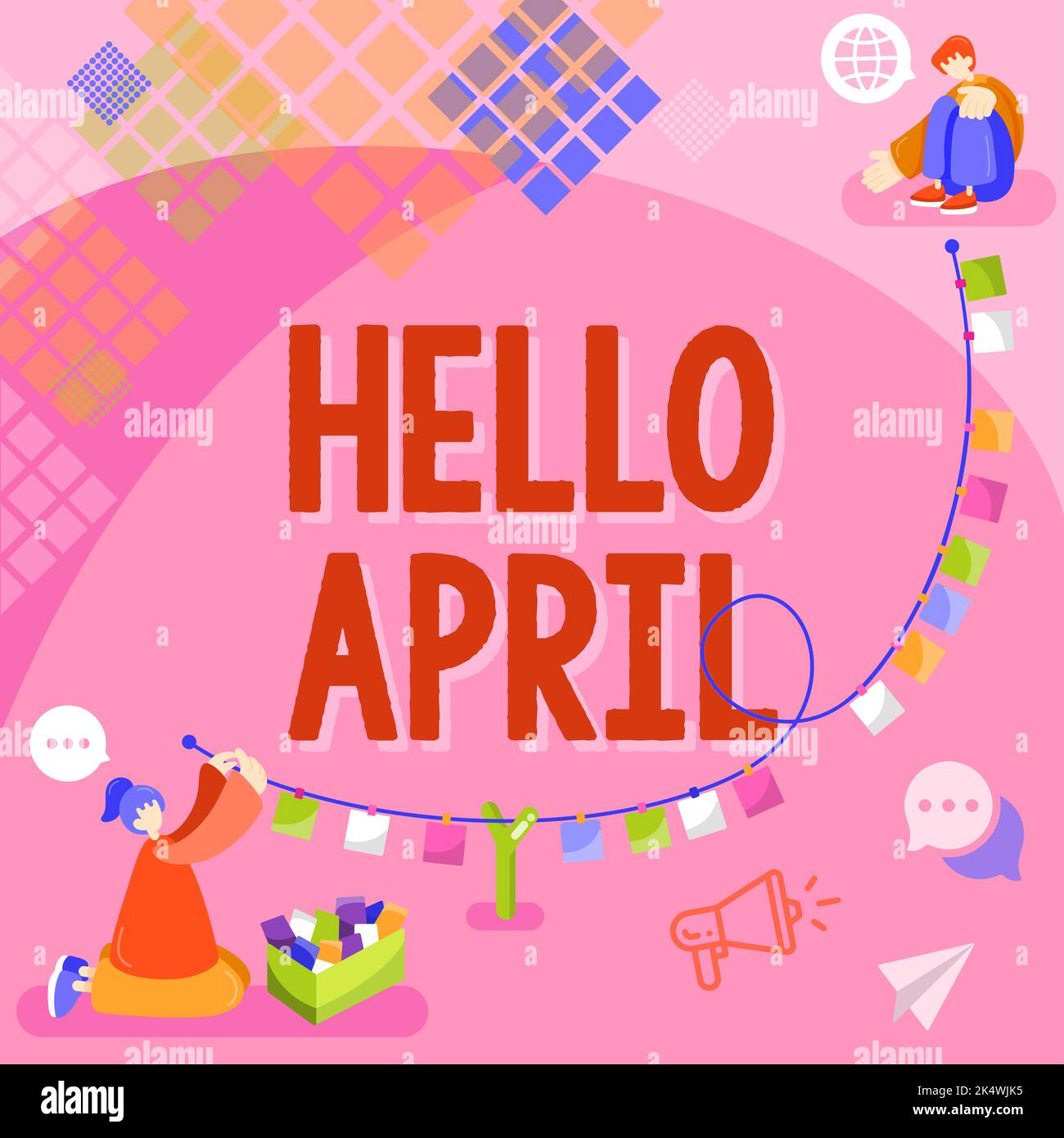 Writing displaying text Hello April. Business showcase a greeting ...