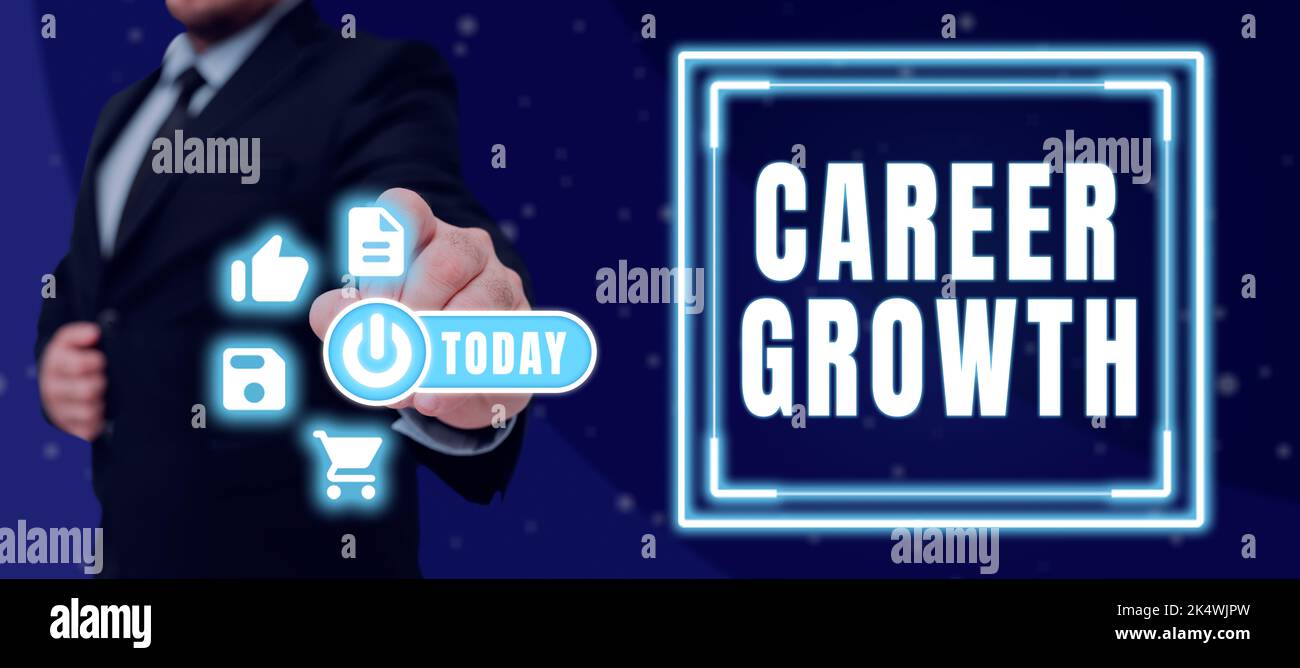 Text sign showing Career Growth. Business idea Development Ambitions ...