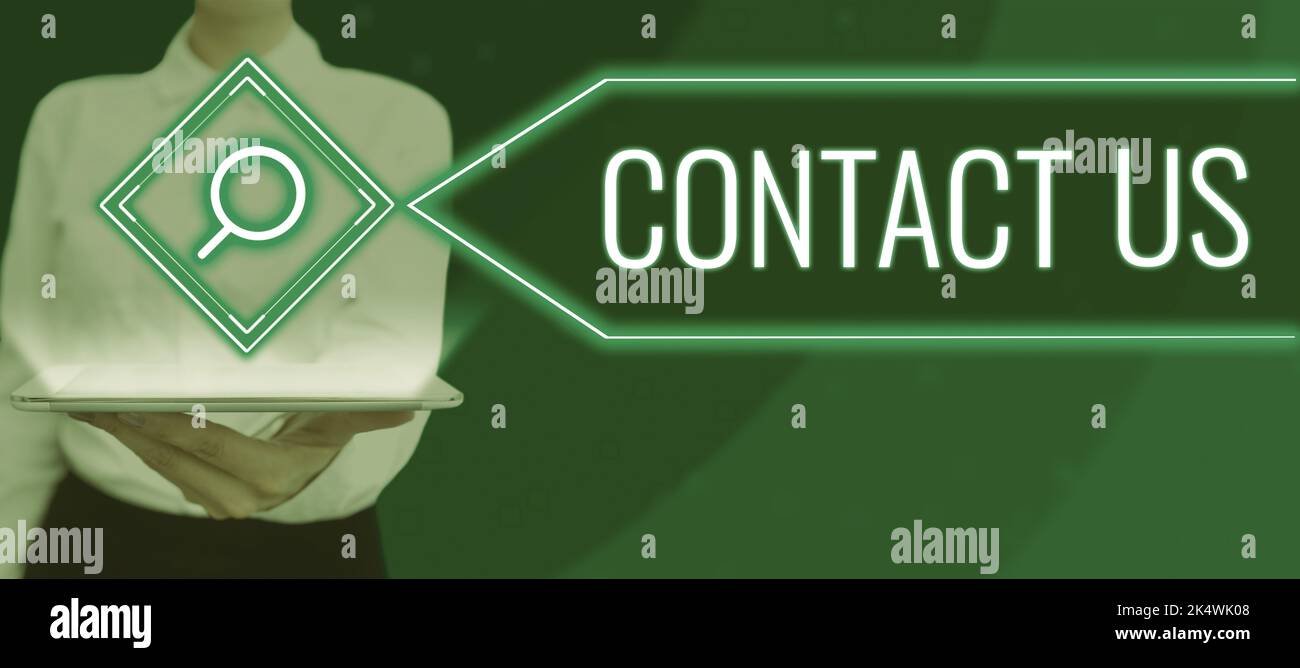 Text sign showing Contact Us. Concept meaning Group of person that ...