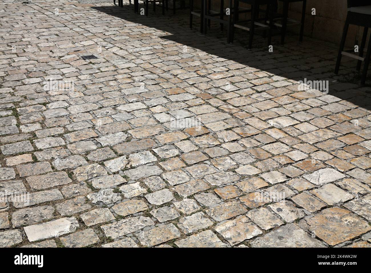 Trogir limestone paved street - Old Town stone paved streets in Croatia ...