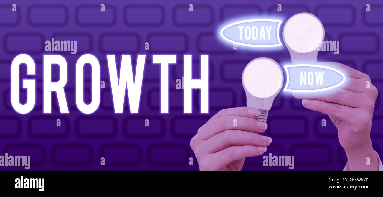 Text sign showing Growth. Concept meaning progressive acquisition of ...