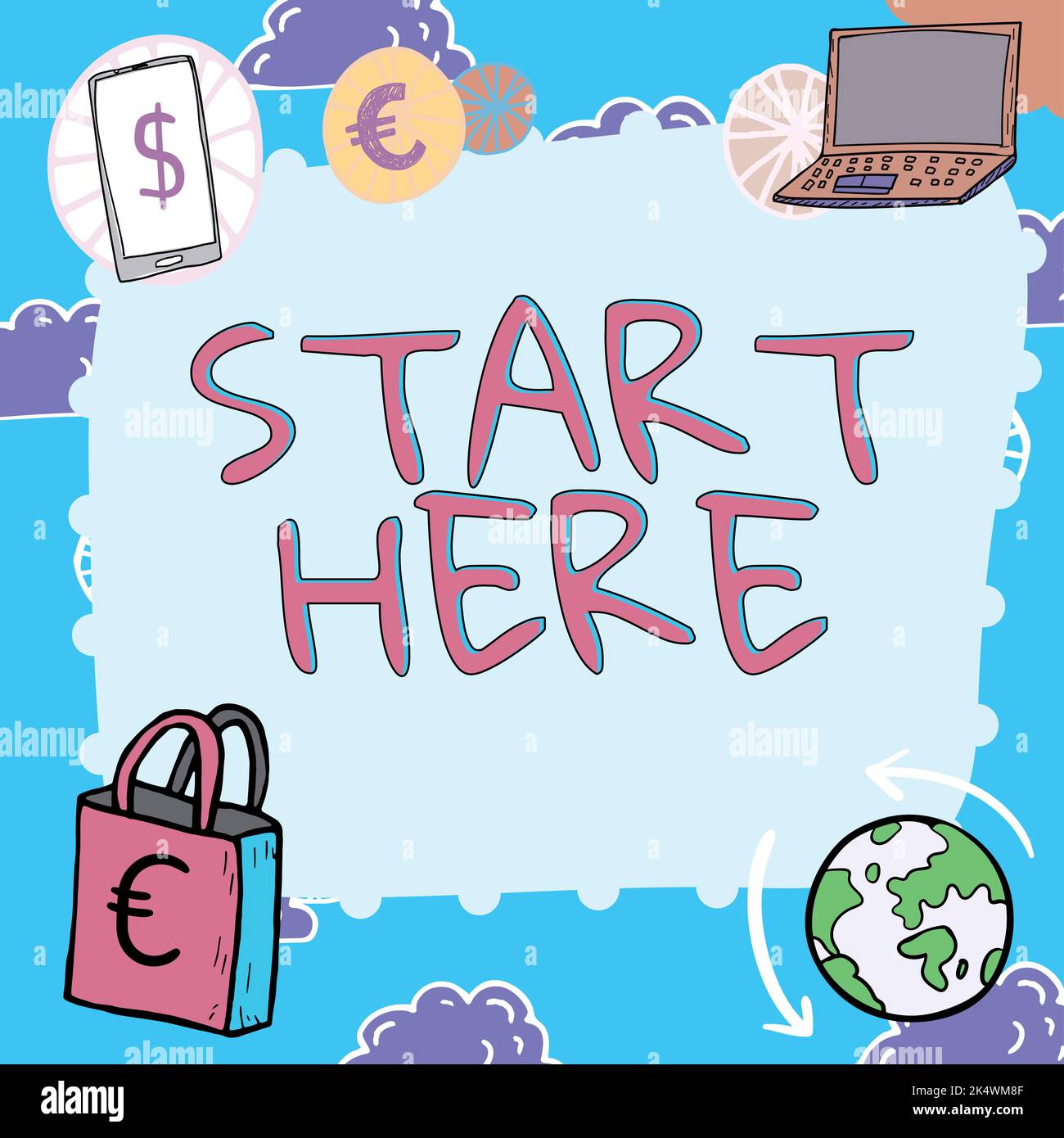 Text caption presenting Start Here. Business approach telling someone ...