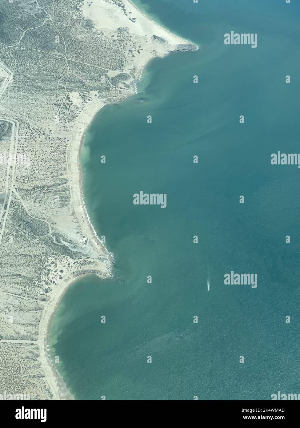 Aerial view of the beach and the desert in San Nicolas Hermosillo ...