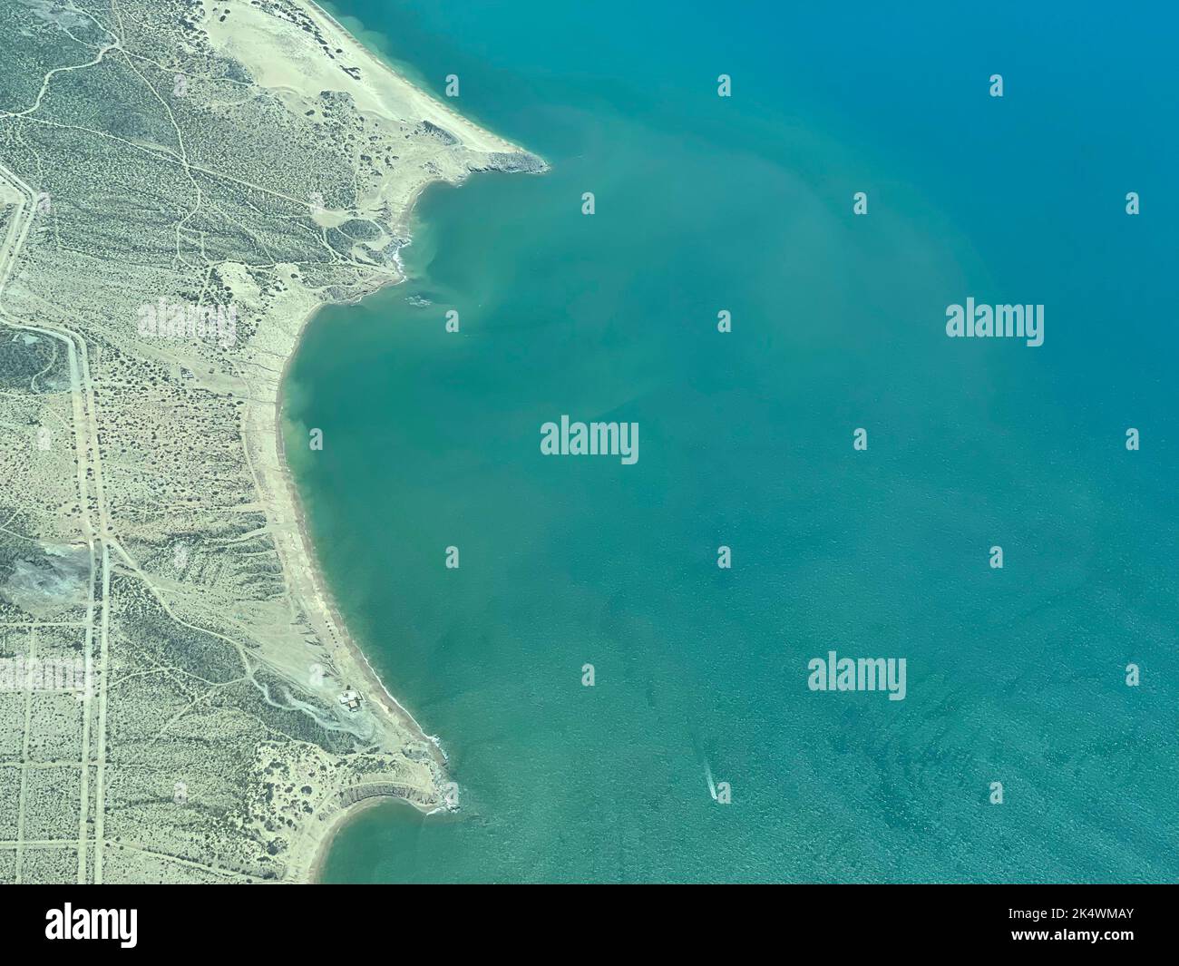 Aerial view of the beach and the desert in San Nicolas Hermosillo ...