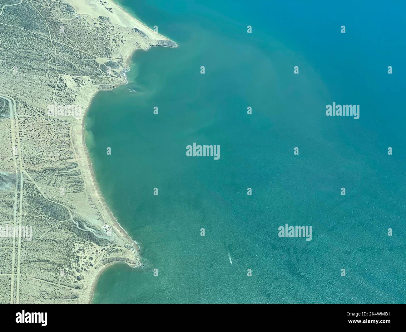 Aerial view of the beach and the desert in San Nicolas Hermosillo ...