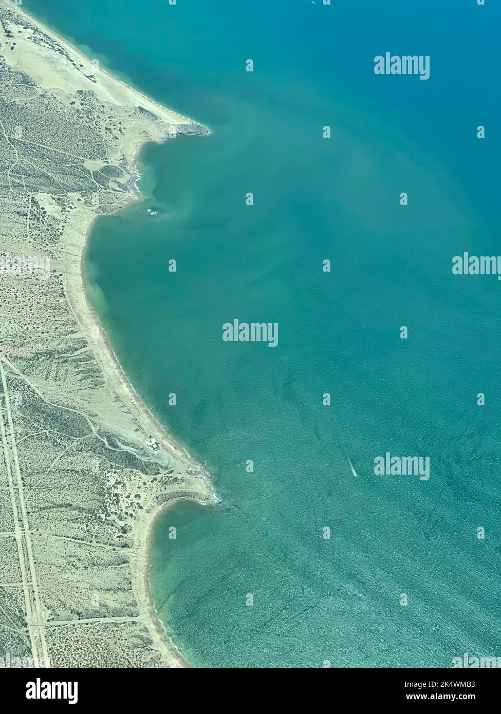 Aerial view of the beach and the desert in San Nicolas Hermosillo ...