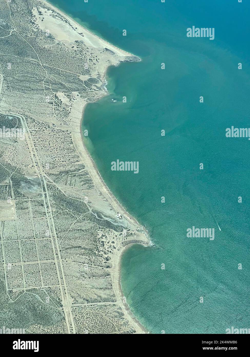 Aerial view of the beach and the desert in San Nicolas Hermosillo ...