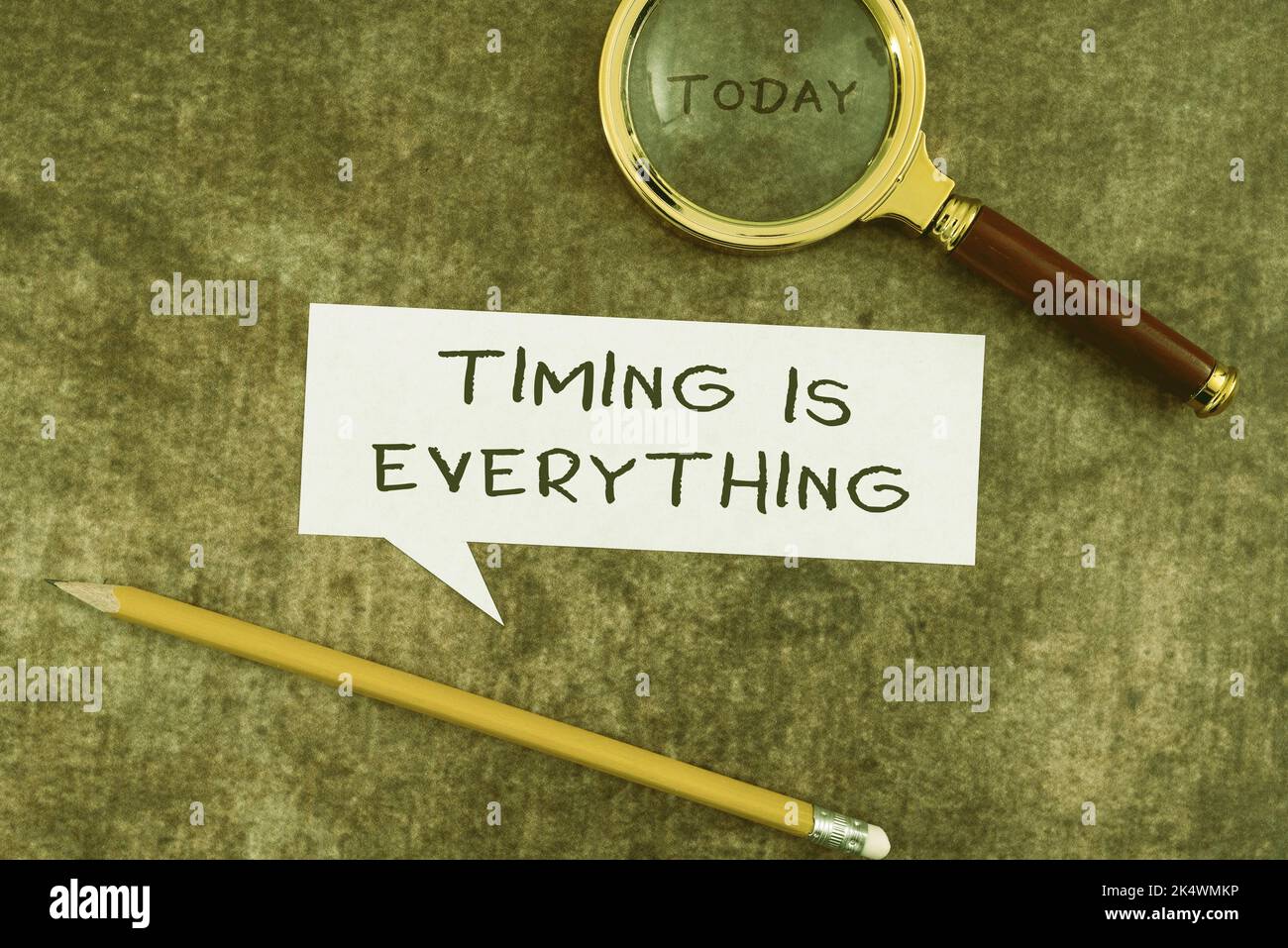 Hand writing sign Timing Is Everything. Word Written on Do it now be ...