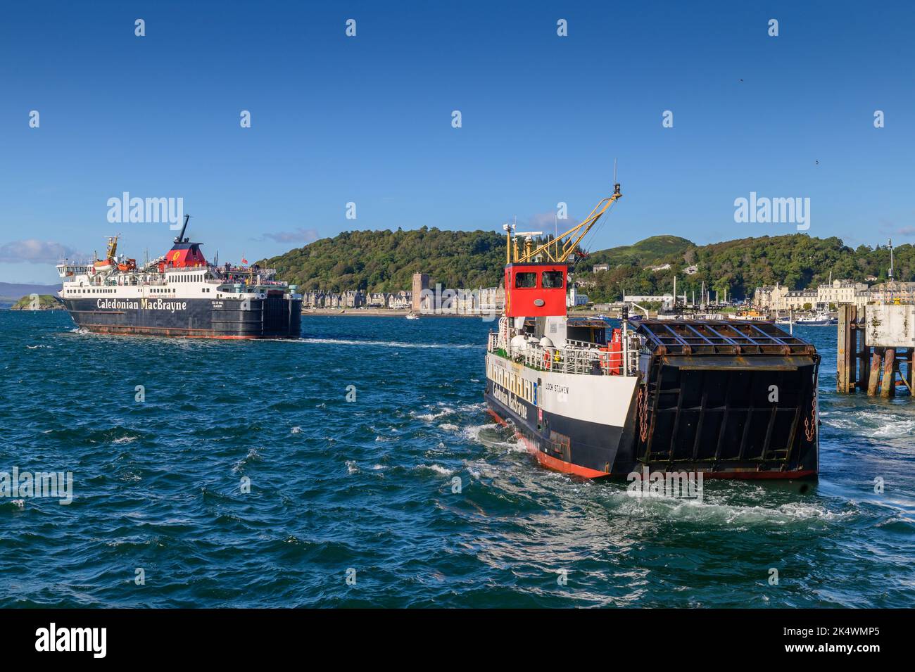 Calmac Ferries leaving Oban Ferry Terminal Scotland Stock Photo - Alamy