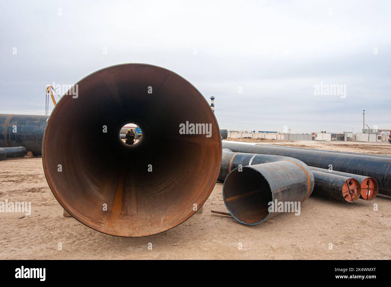 The large pipes at construction site Stock Photo - Alamy