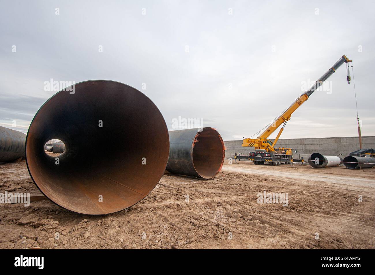 The large pipes at construction site Stock Photo - Alamy