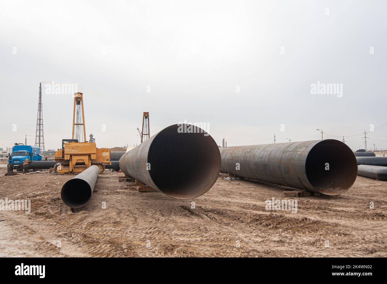 The large pipes at construction site Stock Photo - Alamy