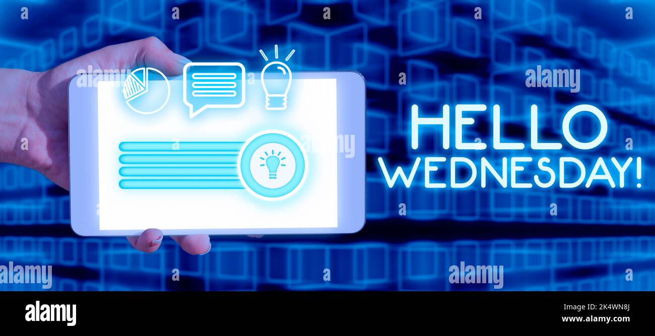 Sign displaying Hello Wednesday. Business concept it is a good day when ...