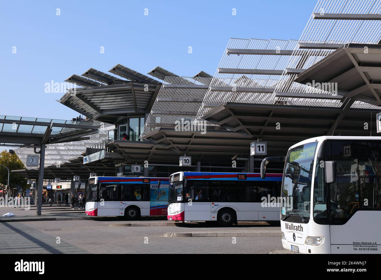 MOENCHENGLADBACH, GERMANY - SEPTEMBER 18, 2020: People wait at the bus ...