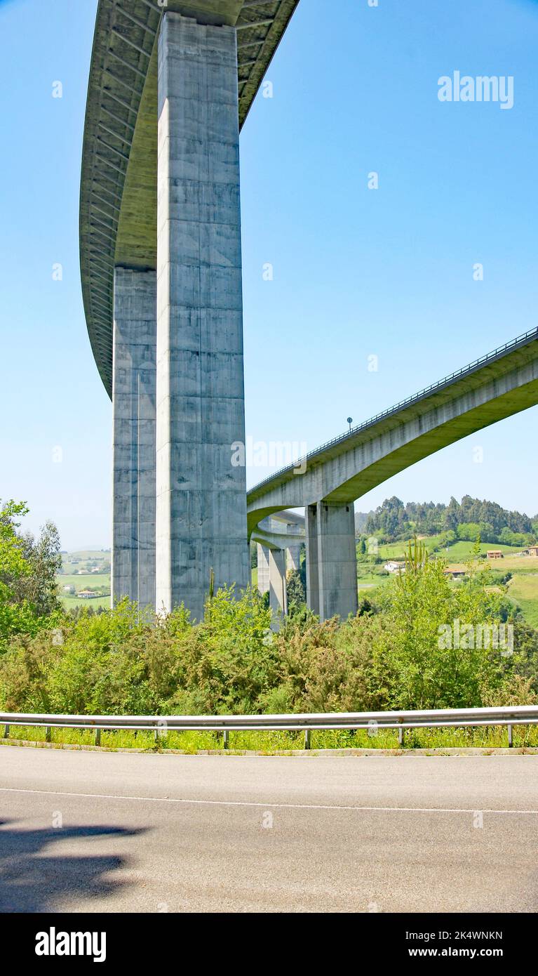 Architectural detail of the pillars, supports and columns of a viaduct ...