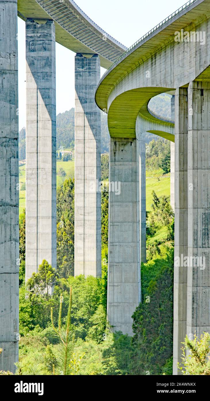 Architectural detail of the pillars, supports and columns of a viaduct ...