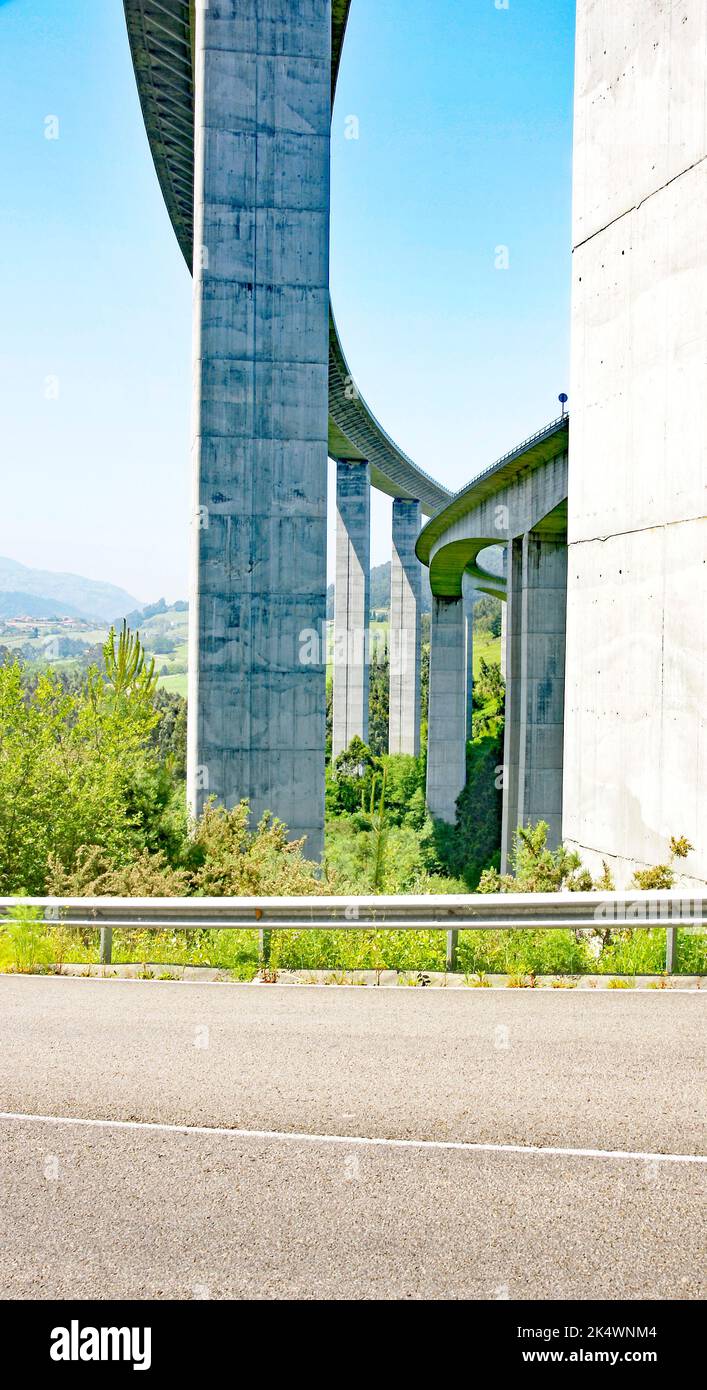 Architectural detail of the pillars, supports and columns of a viaduct ...