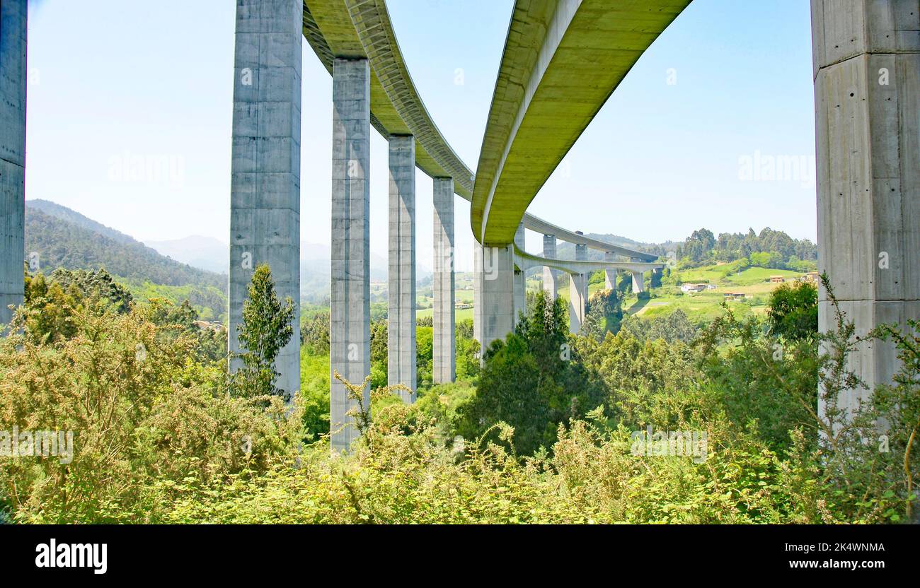 Architectural detail of the pillars, supports and columns of a viaduct ...