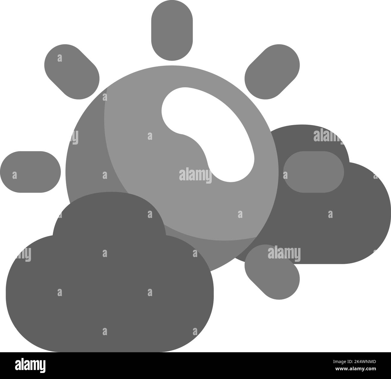 Sunny weather with grey clouds, illustration, vector on a white ...