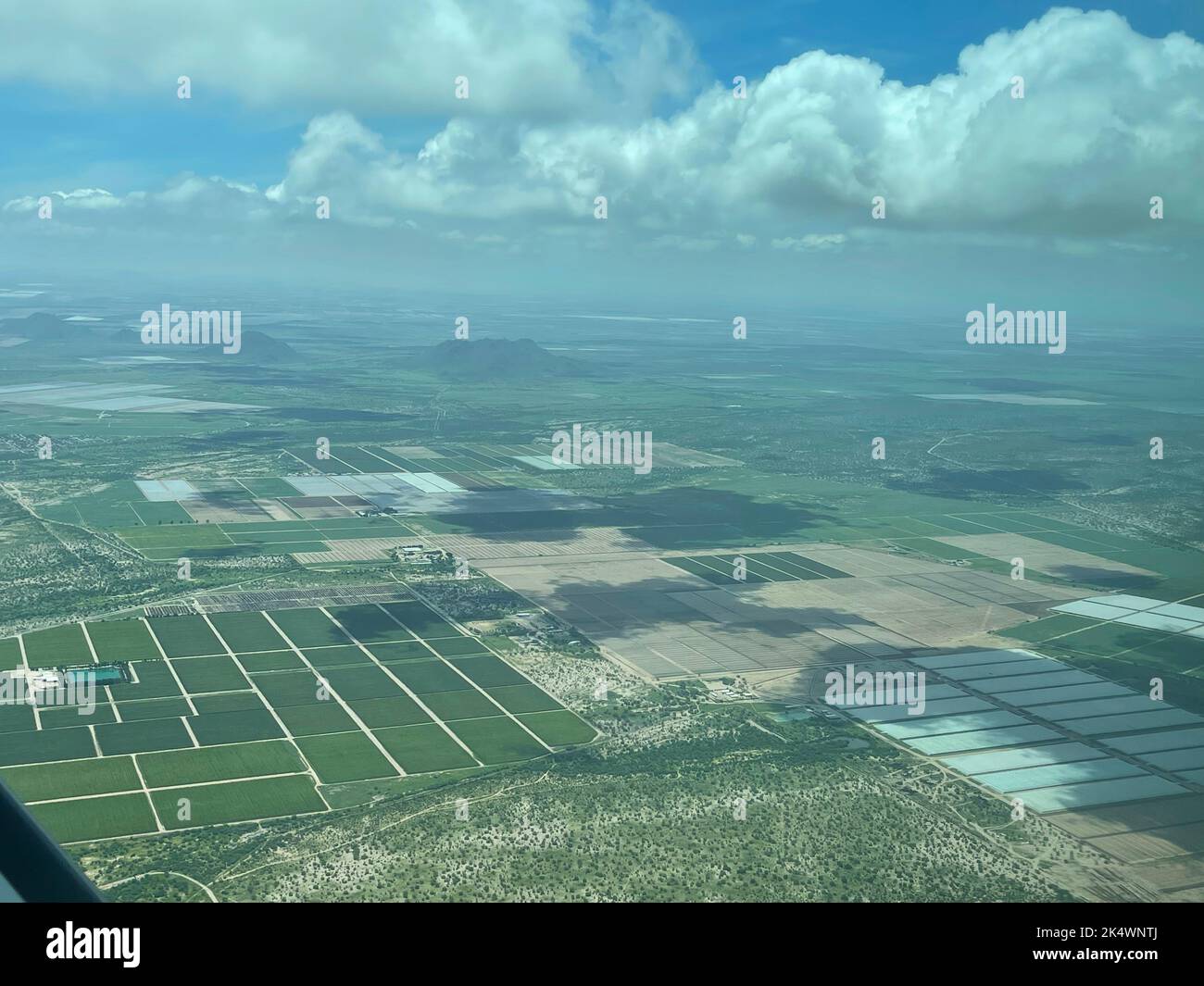 Aerial view of the agricultural fields of the coast of Hermosillo ...