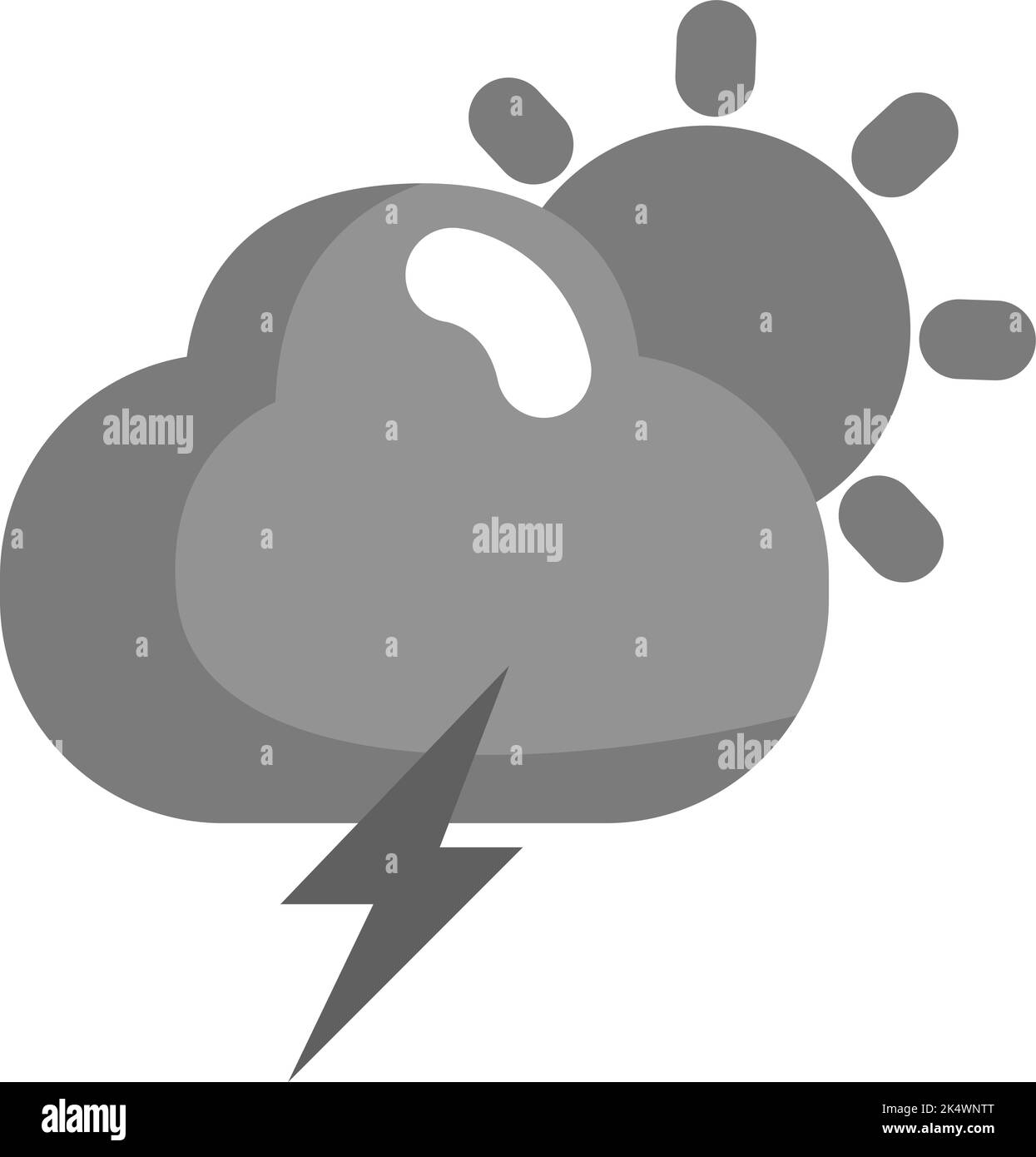 Thunder with sunny weather, illustration, vector on a white background ...