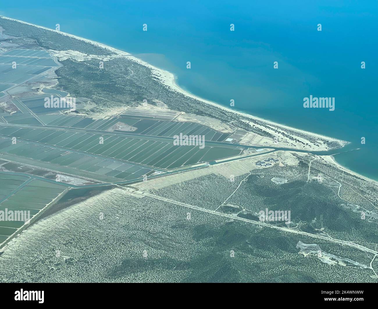 Aerial view of the shrimp farming fields, farms of the aquaculture ...