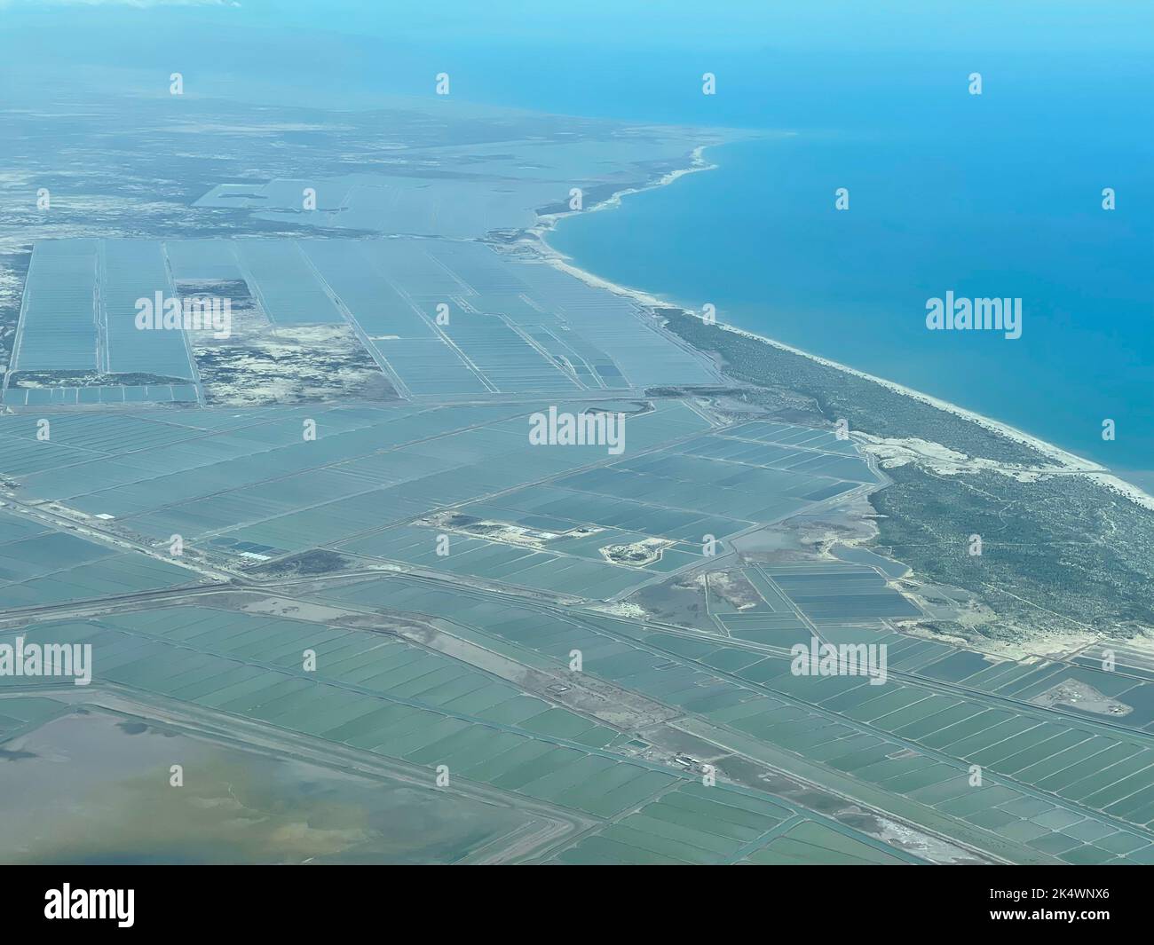 Aerial view of the shrimp farming fields, farms of the aquaculture ...
