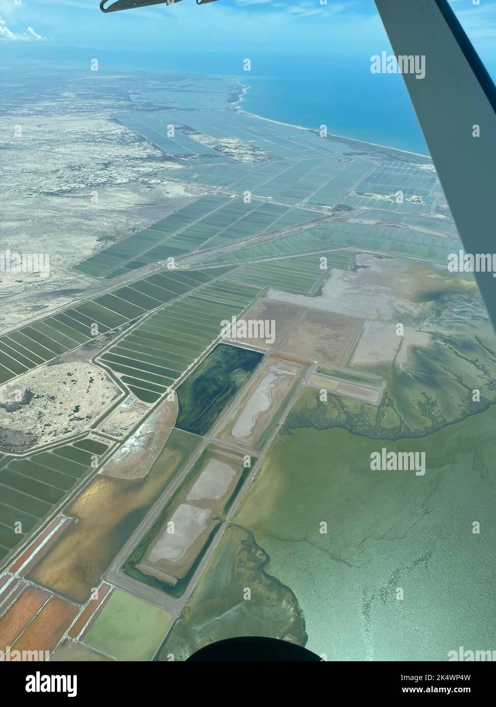 Aerial view of the shrimp farming fields, farms of the aquaculture ...