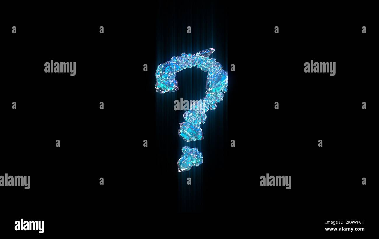blue diamonds or frozen ice question mark on black bg, isolated ...