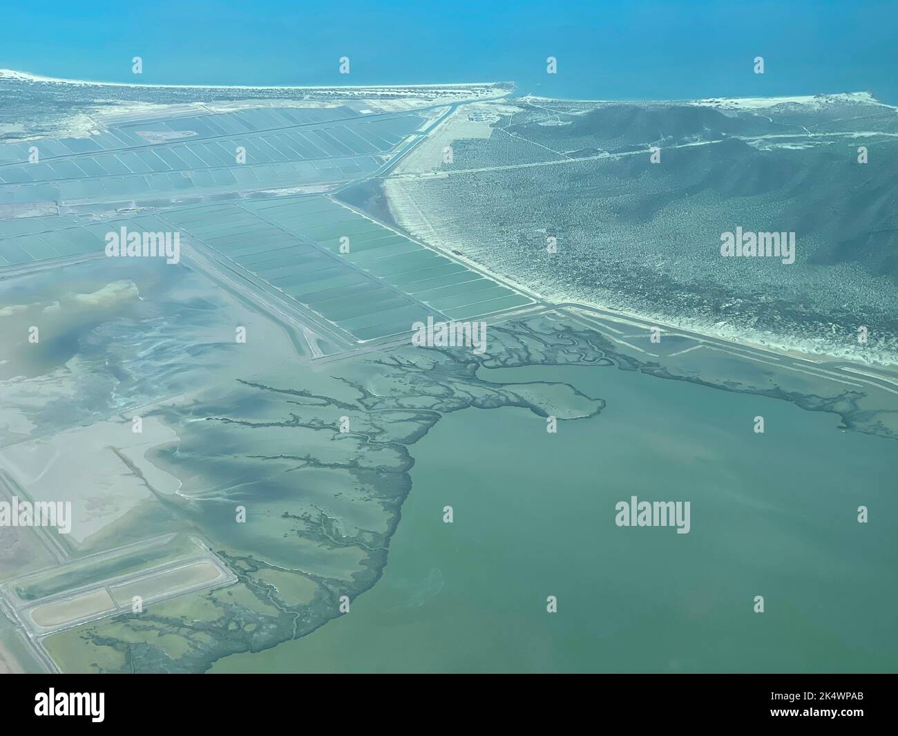 Aerial view of the shrimp farming fields, farms of the aquaculture ...