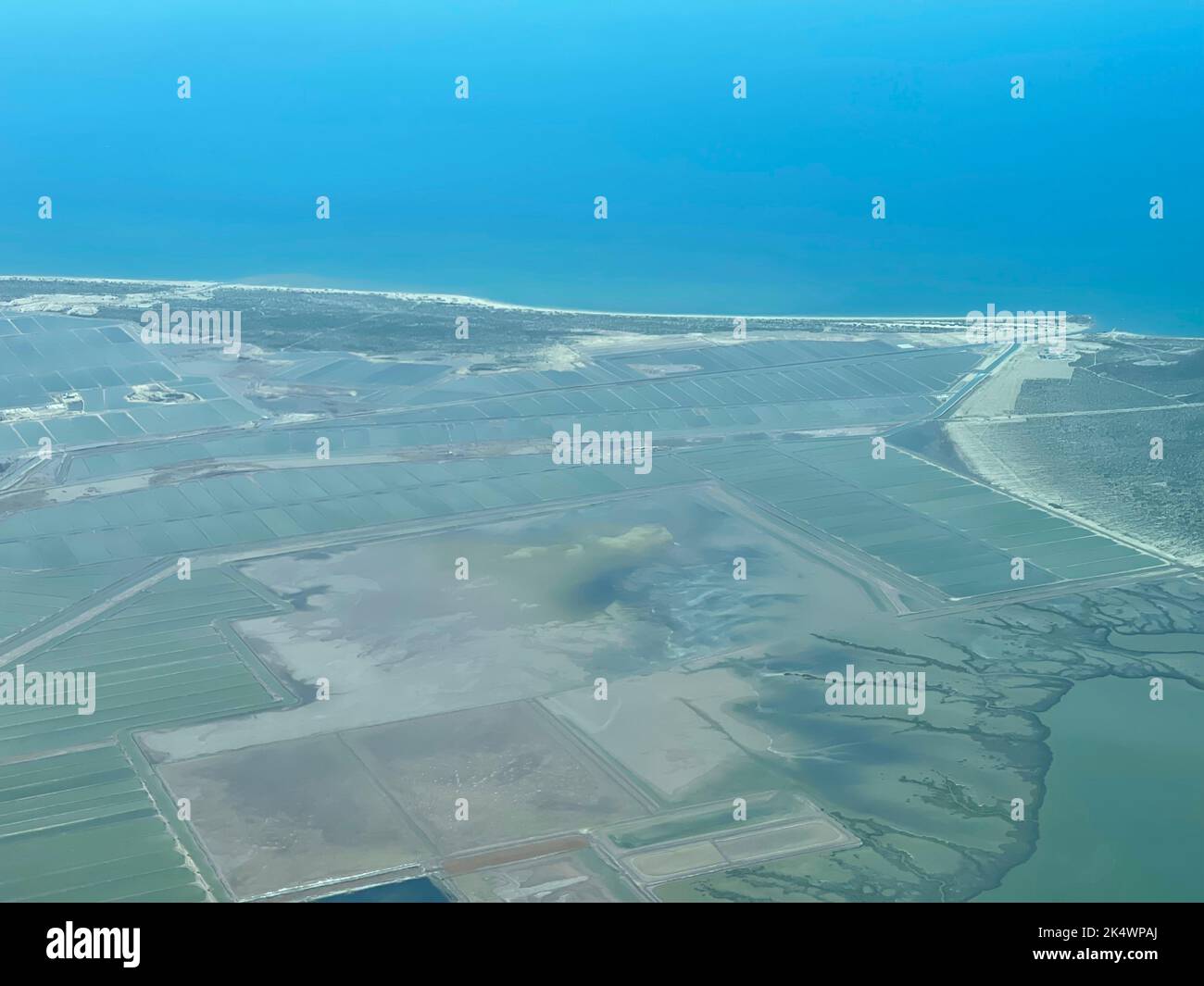 Aerial view of the shrimp farming fields, farms of the aquaculture ...