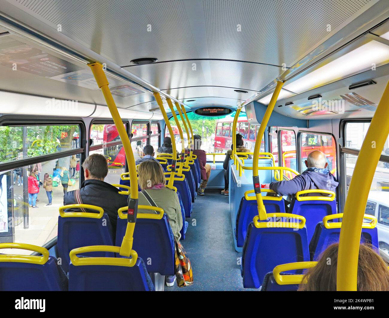 Interior of a typical London bus, United Kingdom, Europe Stock Photo ...