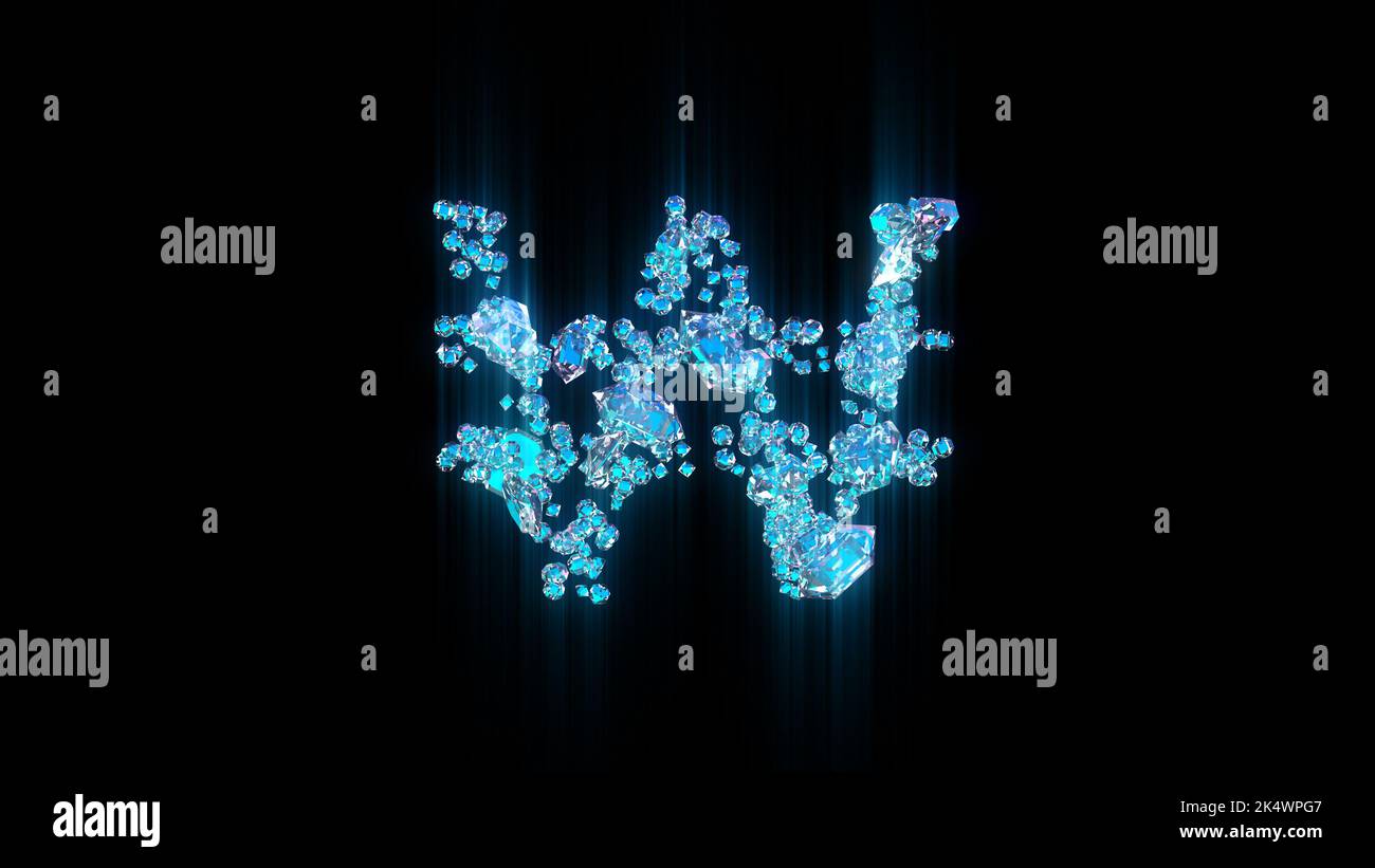 blue diamonds or frozen ice won sign on black background, isolated ...