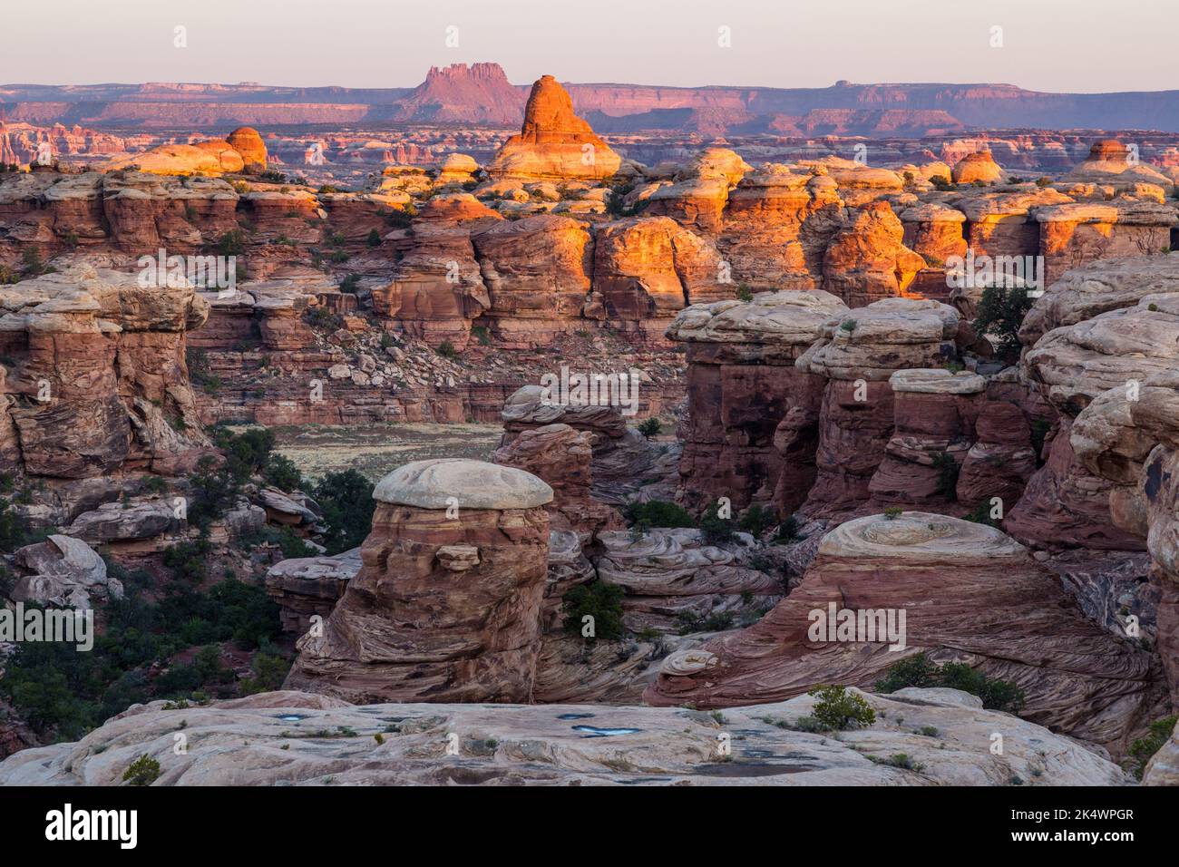Sunrise view on sandstone rock formations in the Devil's Kitchen in the ...