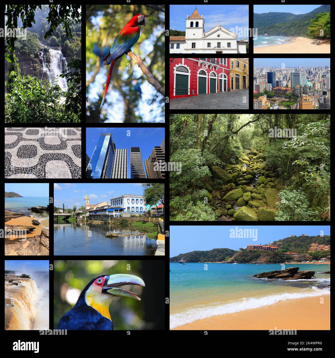 Brazil travel collage with beaches, jungle, Sao Paulo, Rio de Janeiro ...