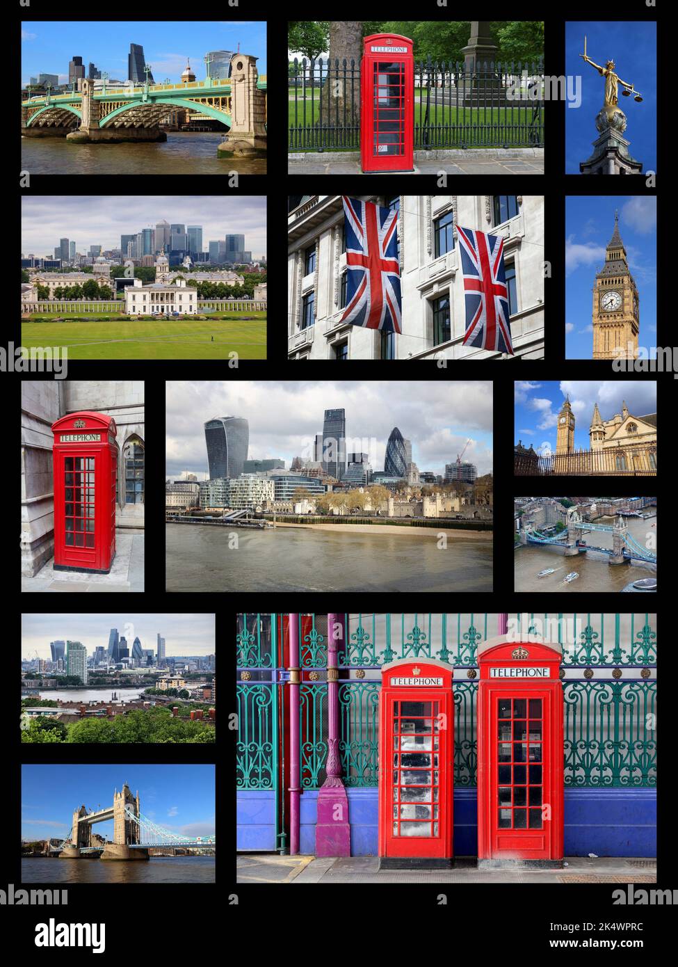 London UK postcard - travel place landmark photo collage Stock Photo ...
