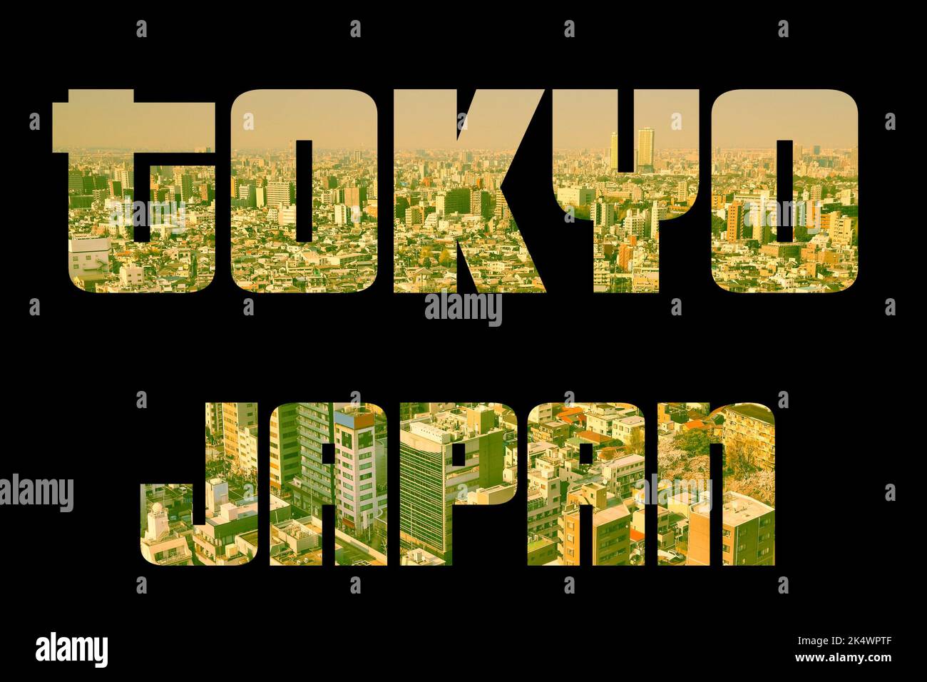 Tokyo text word sign - Japan city name silhouette postcard Stock Photo ...