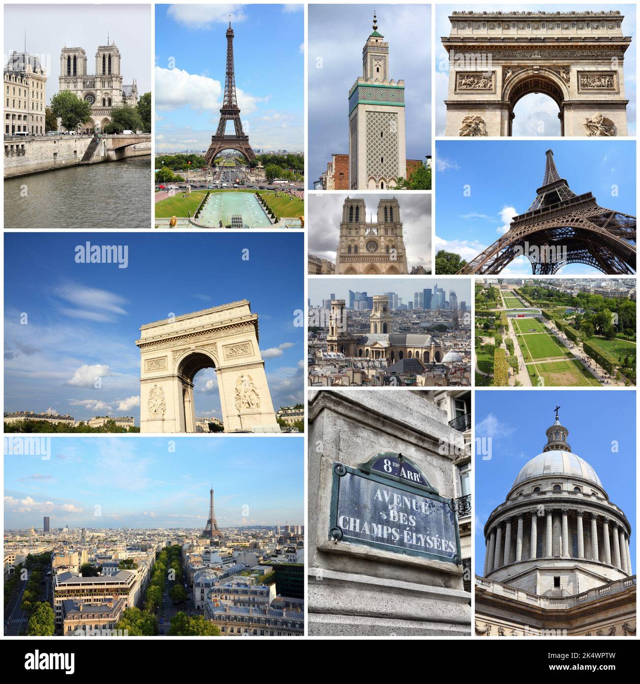Paris photos collage - France capital city landmark postcard collection ...