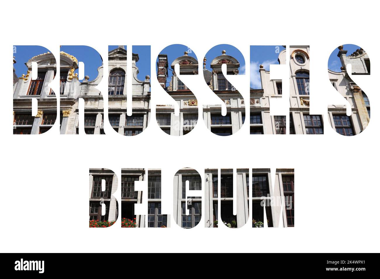Brussels, Belgium - city name text with photo in background Stock Photo ...
