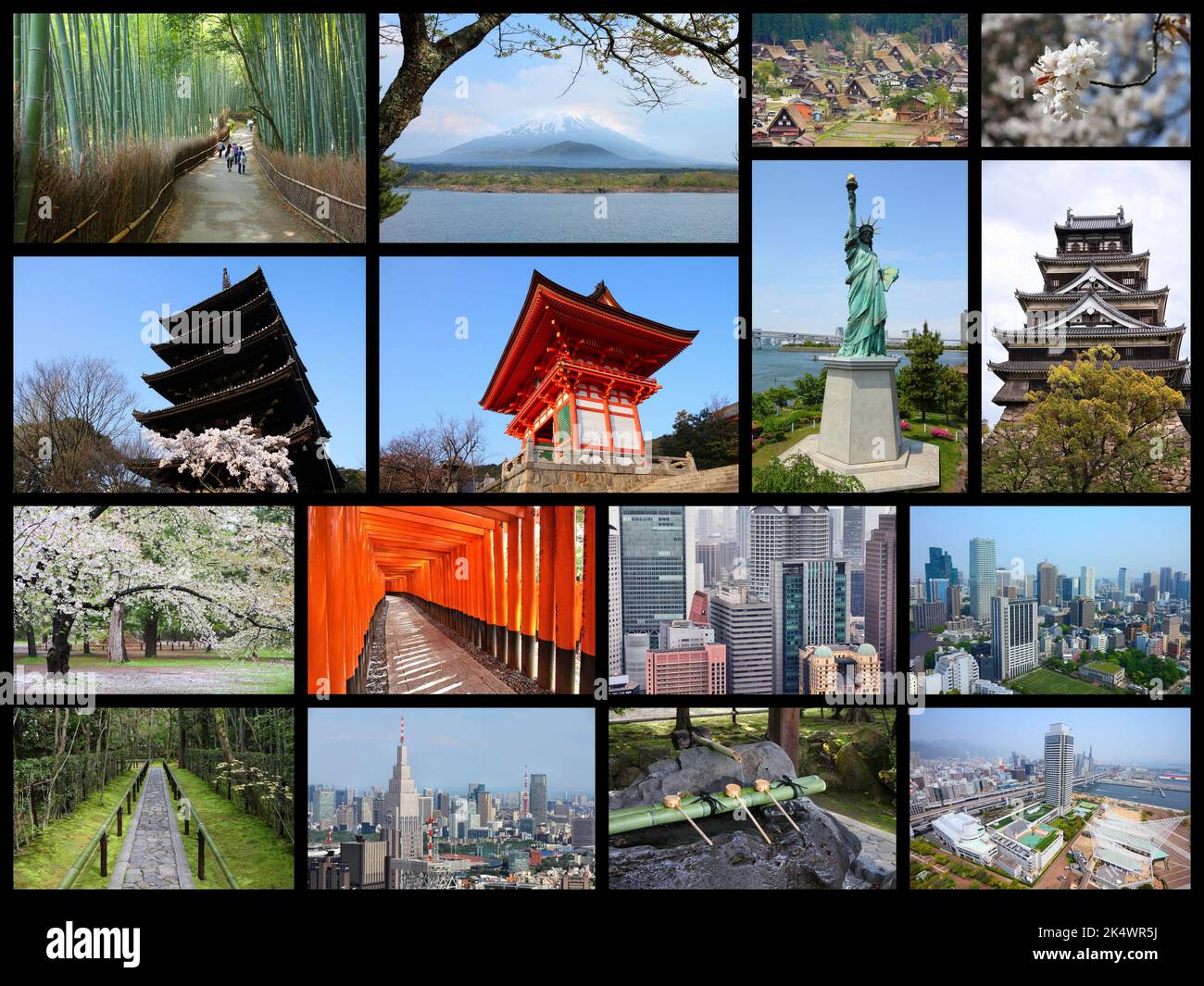 Japan travel photo collage. It includes major landmarks like Tokyo ...