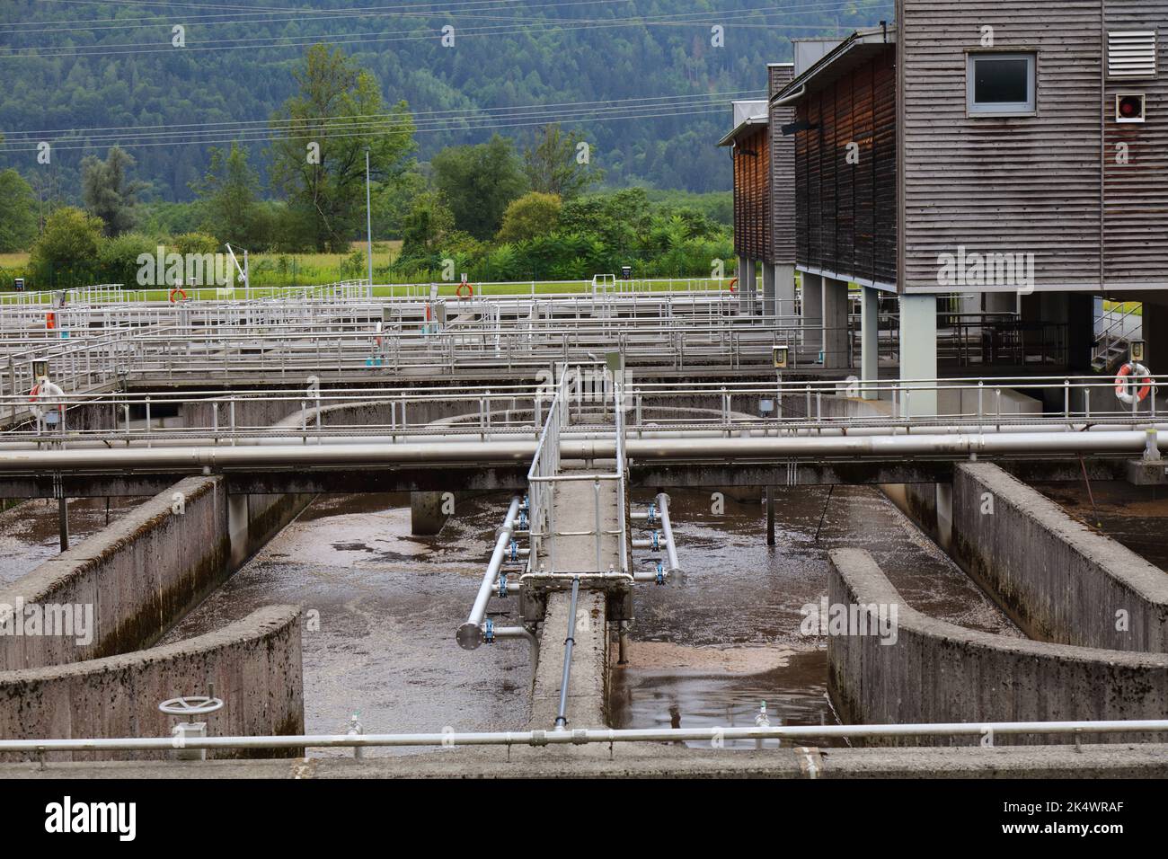 Sewage treatment plant in Carinthia, Austria. Water treatment ...